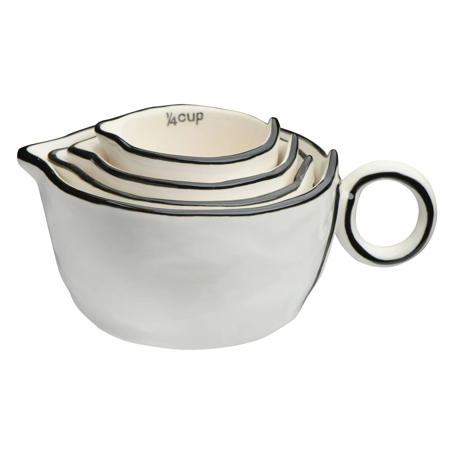White with Black Rim, Set of 4 Measuring Cups – The Cook's Nook